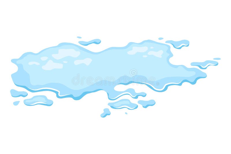Water Spill Puddle. Blue Liquid Shape in Flat Cartoon Style Stock ...
