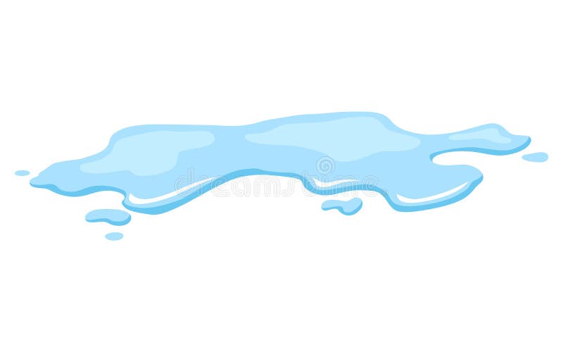 Water Spill Puddle. Blue Liquid Shape in Flat Cartoon Style Stock ...