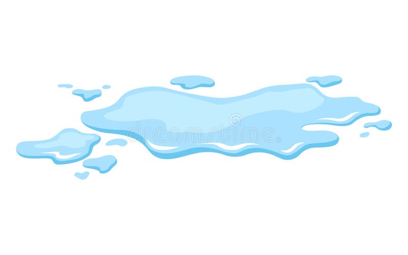 Water Spill Puddle. Blue Liquid Shape in Flat Cartoon Style Stock ...