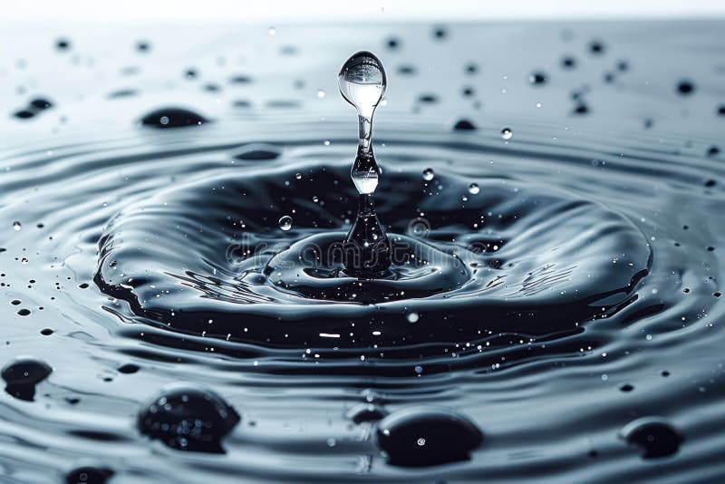 Water Spill with Puddle and Droplets on White Background Stock ...