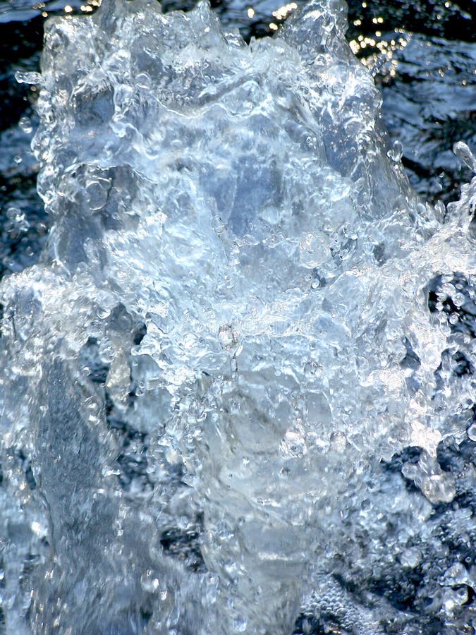 Blue Water Stream, Splash with Drops Stock Image - Image of elements ...