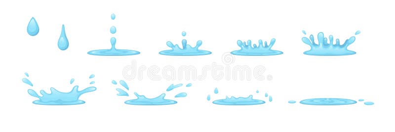 Water Splash Animation. Blue Liquid Frame by Drop Movement. Dropping ...