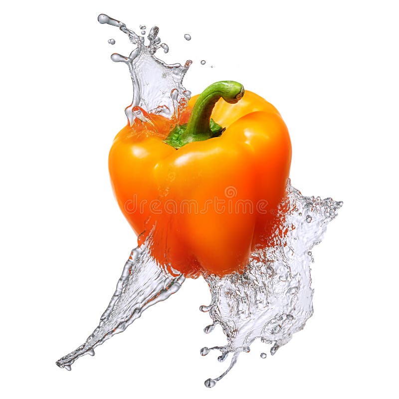 Water Splash with Bell Pepper Isolated Stock Image - Image of creative ...