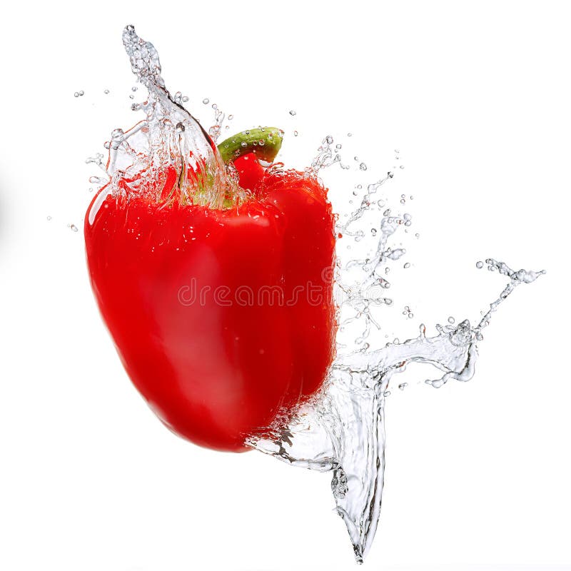 Water Splash with Bell Pepper Isolated Stock Image - Image of beauty ...