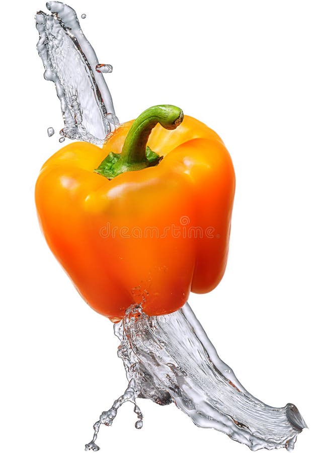 Water Splash with Bell Pepper Isolated Stock Photo - Image of color ...
