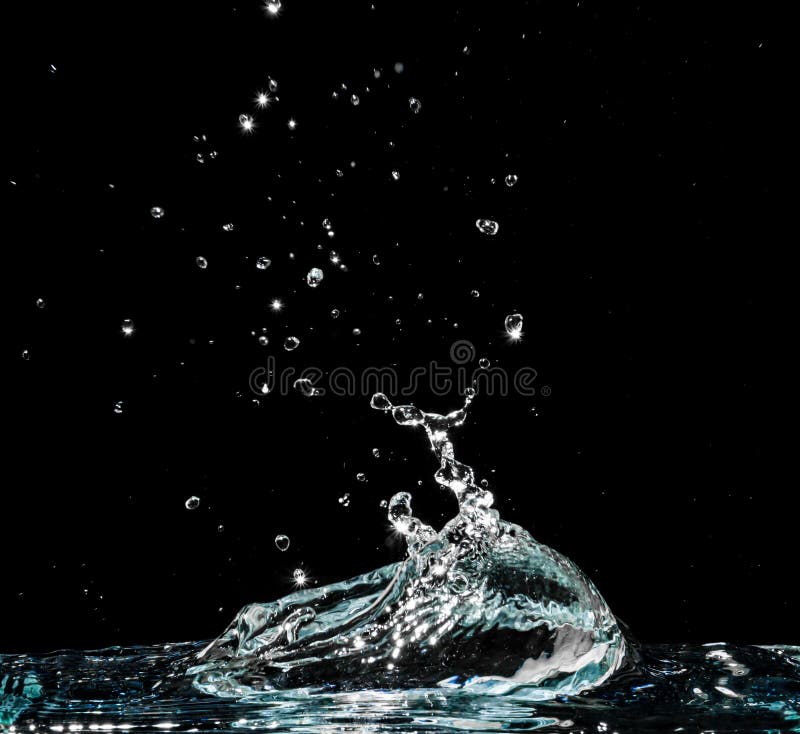 Water Splash On Black Background Stock Photo - Image of drops, flowing ...