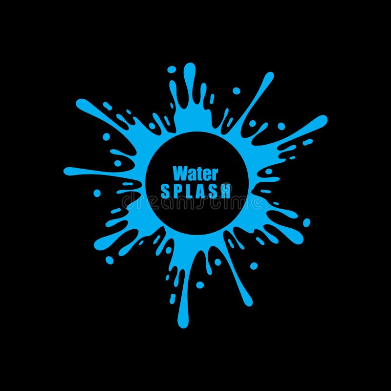 Water Splash Blue Color Circle Template on Black Background Vector ...