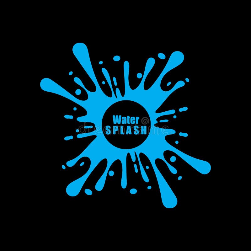 Water Splash Blue Color Circle Template on Black Background Vector ...