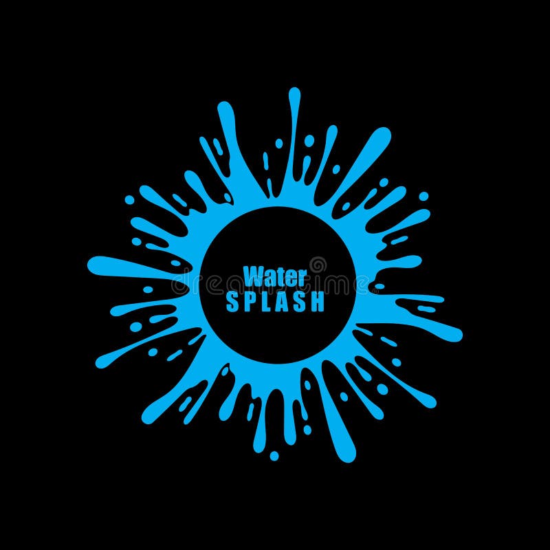 Water Splash Blue Color Circle Template on Black Background Vector ...
