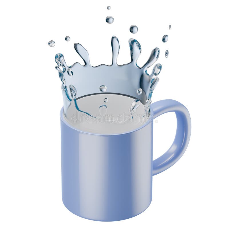 Water Splash in Blue Mug Isolated on a White Background. 3d Render ...