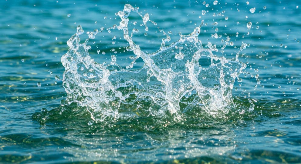 Water Splash in Blue Ocean stock illustration. Illustration of daytime ...