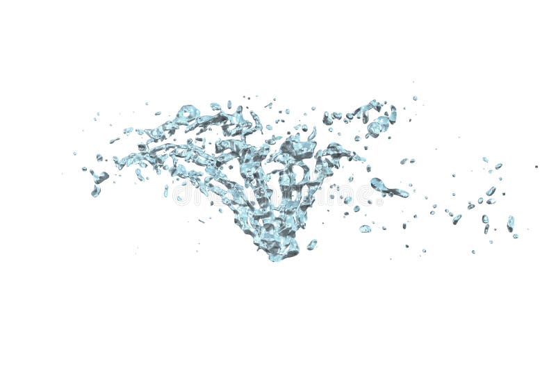 Water Splash in Blue Translucent Color, Isolated on White Background ...