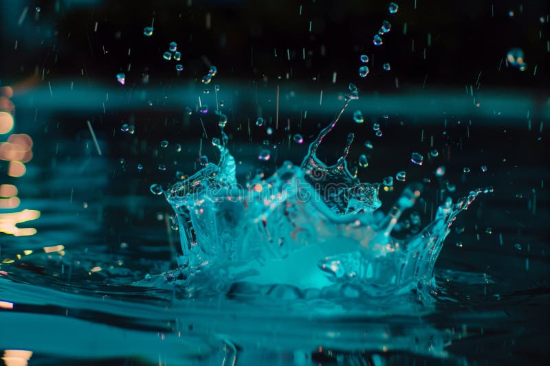 Water Splash with a Blue Underwater Light Stock Photo - Image of liquid ...