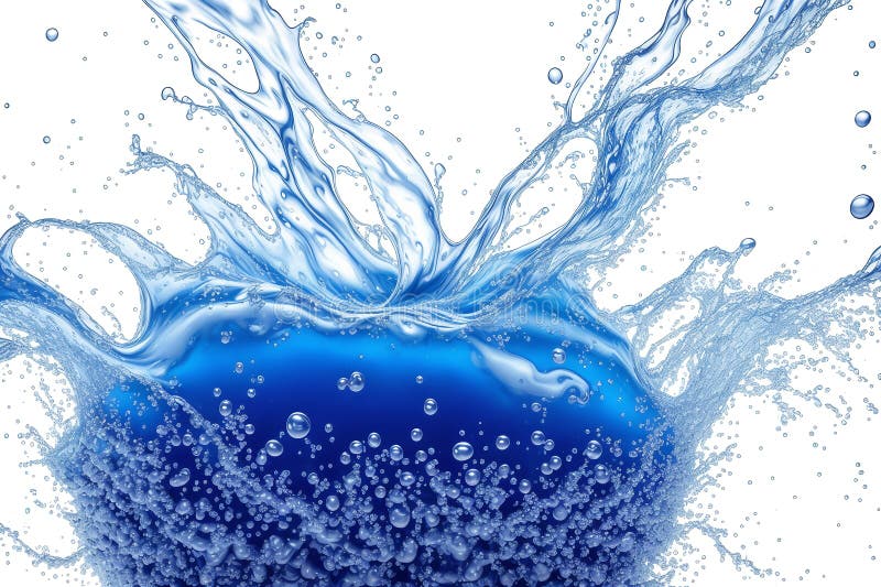 Water Splash with Bubbles on Blue Background. Abstract Background ...