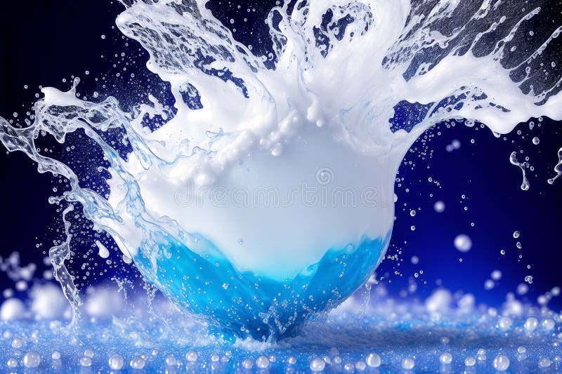 Water Splash with Bubbles on Blue Background. Abstract Background ...
