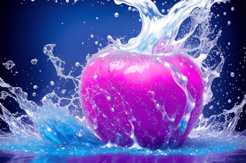 Water Splash with Bubbles on Blue Background. Abstract Background ...