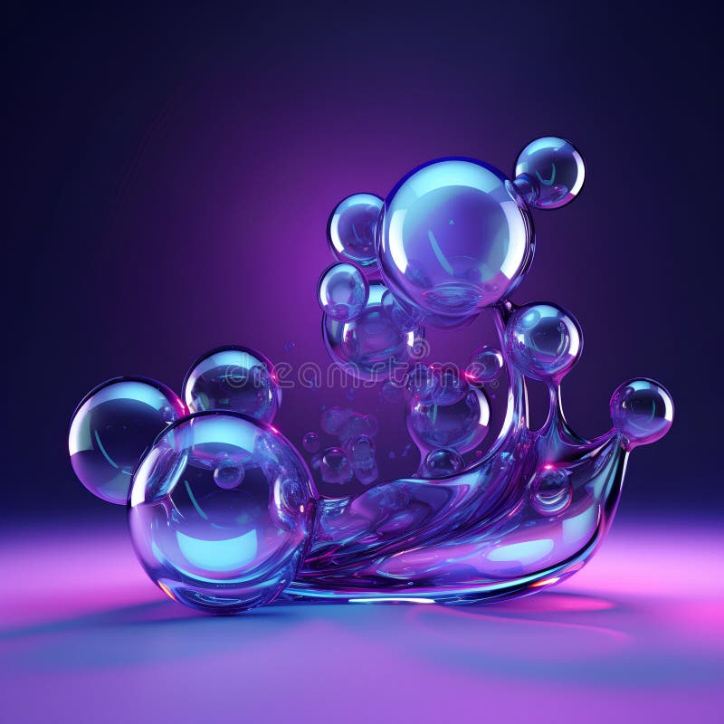 Water Splash with Bubbles. 3d Rendering, 3d Illustration Stock ...