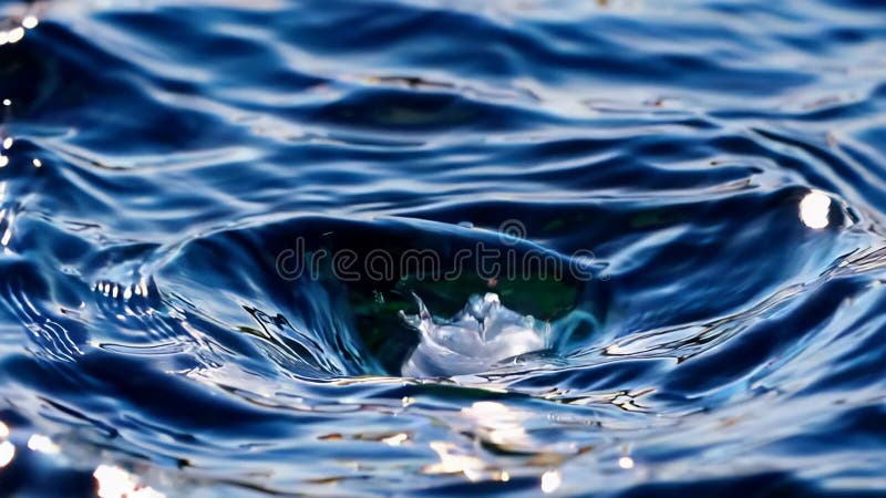 Water Splash with Bubbles in Deep Blue Sea, Abstract Nature ...
