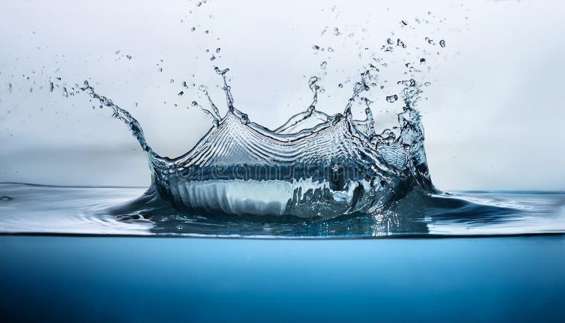 Water Splash Capturing the Essence of Motion. Clear Blue Liquid Stock ...