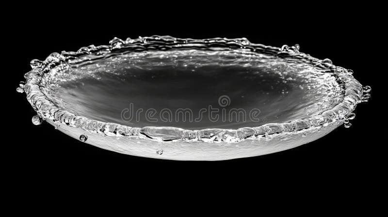 Water Splash: Circular Liquid Texture on Black Background Stock ...