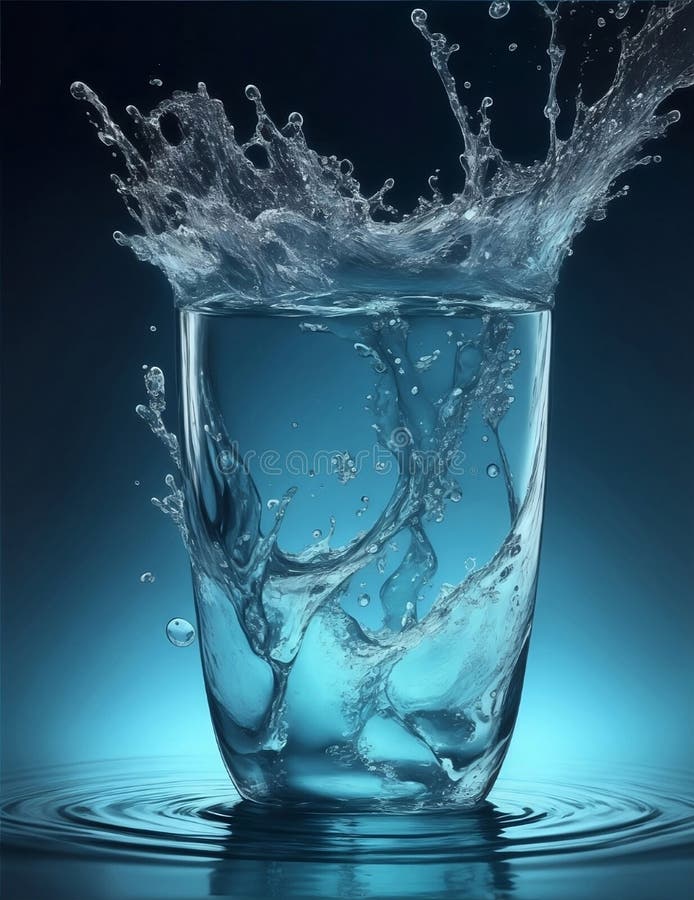 Water Splash Isolated and White Gradient Background. Light Blue and ...