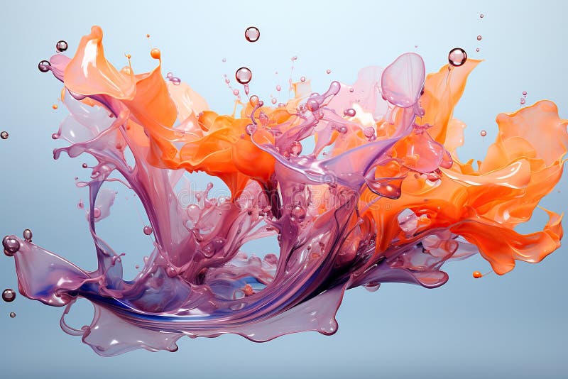 Water Splash Close-up. a Flowing, Disintegrating Colored Liquid. AI ...