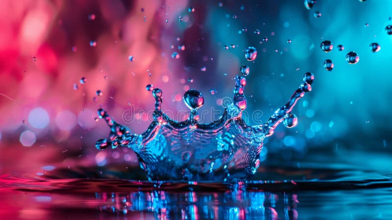 Water Splash with Colorful Lights in the Background Stock Photo - Image ...