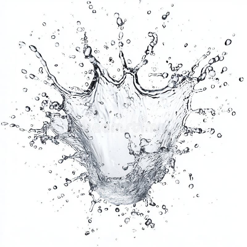 Water Splash Creating Dynamic Explosion Captured Against a White ...