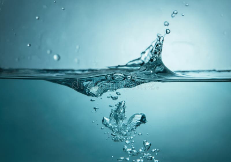 Water Splash Creating Ripples in a Serene Blue Environment Stock Image ...