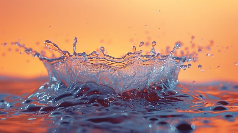 Water Splash Creating Ripples at Sunset Over Calm Ocean Water Stock ...