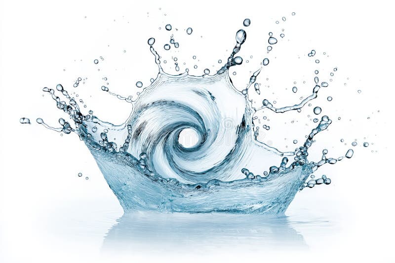 Water Splash Creating a Spiral Vortex in a Clear Pool Setting during ...