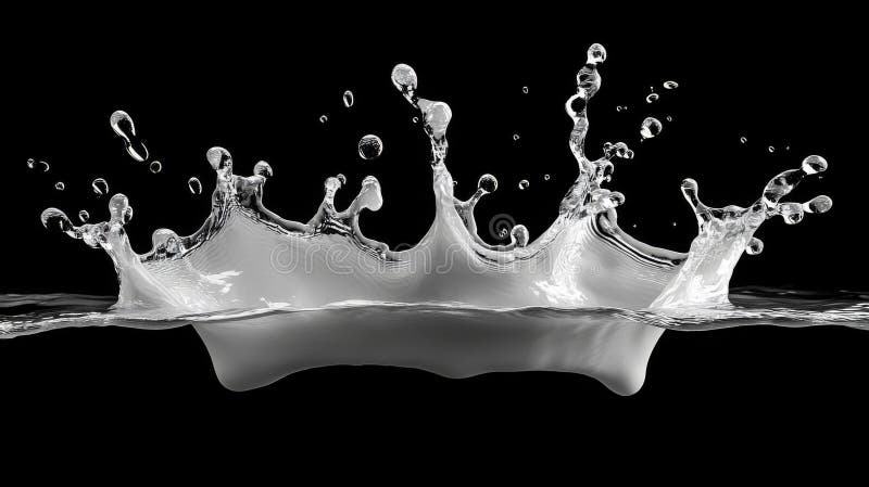 Water Splash Crown on Black Background Stock Illustration ...