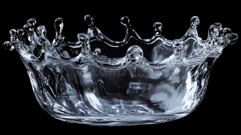 Water Splash Crown on Black Background Stock Illustration ...