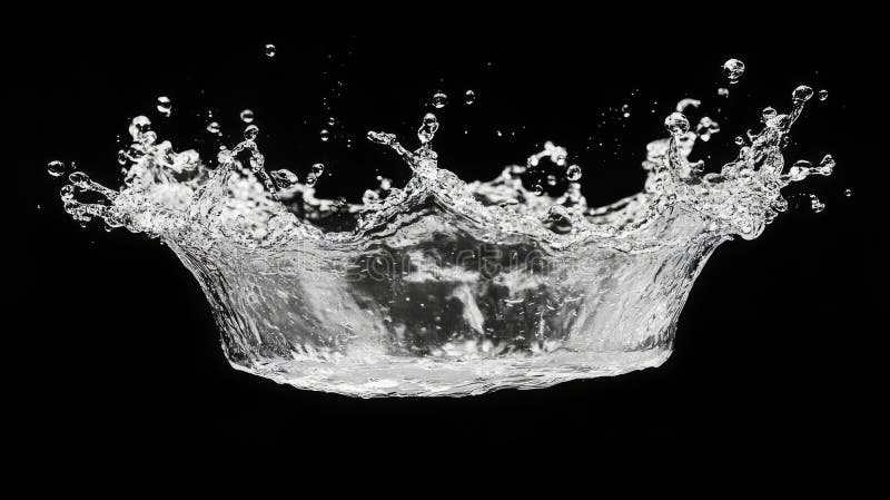 Water Splash Crown on Black Background Stock Illustration ...