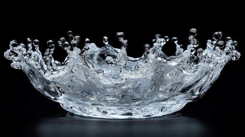 Water Splash Crown on Black Background Stock Illustration ...