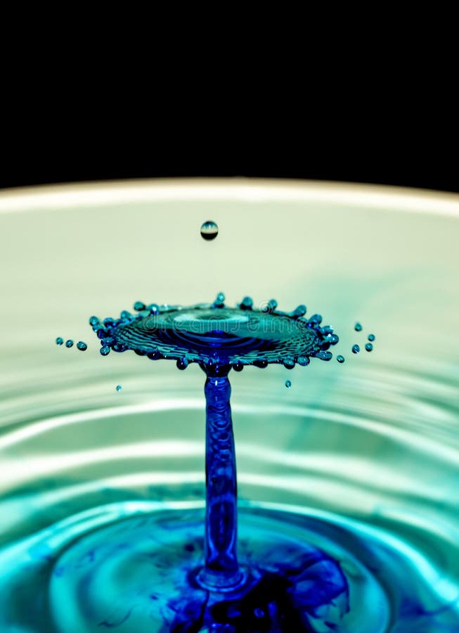 Water Drop Collision on Black Background Stock Image - Image of freeze ...