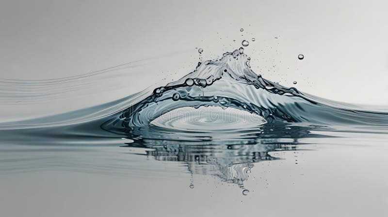 Water Splash Crown Serene Blue Liquid Reflection Minimalist Design ...