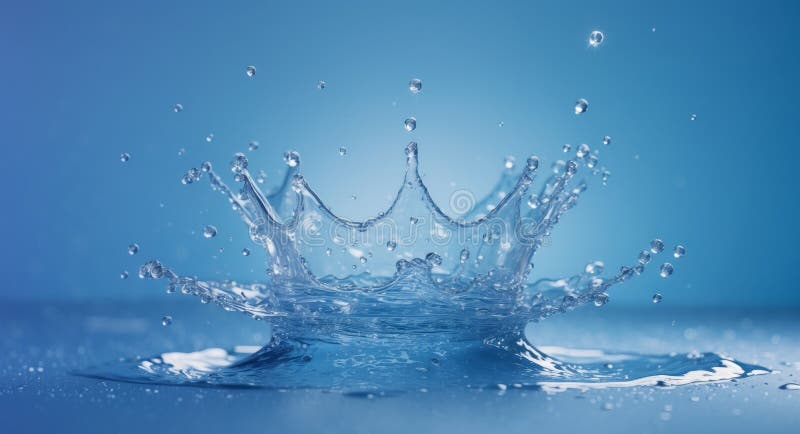 Water Splash Crown Shape in Blue Background Stock Image - Image of ...