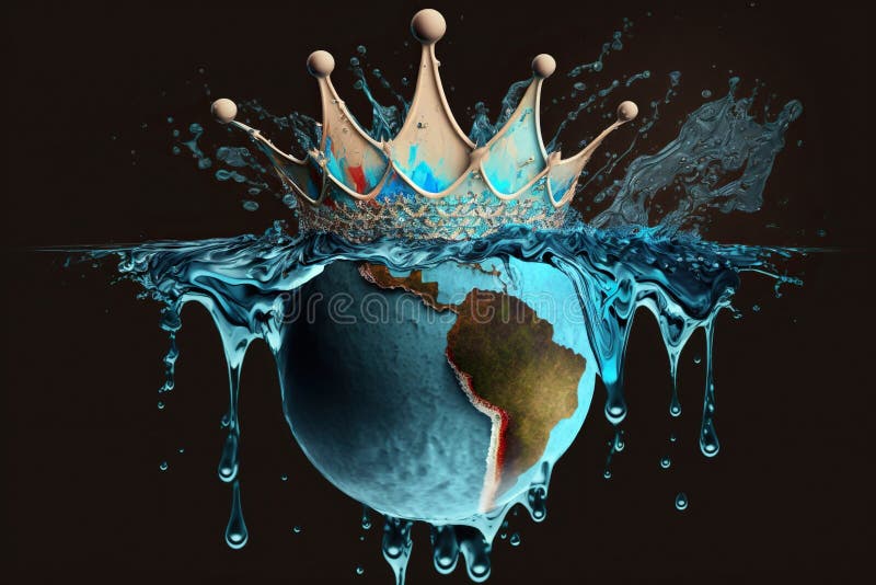 Water Splash in Crown Shape and Falling Drops on Earth Planet Created ...