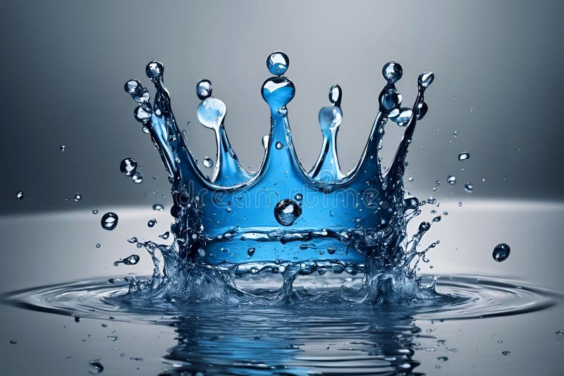 Water Splash in Crown Shape and Falling Drops. Stock Illustration ...