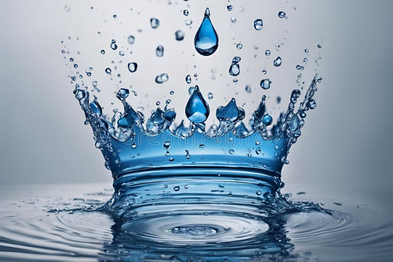 Water Splash in Crown Shape and Falling Drops. Stock Illustration ...