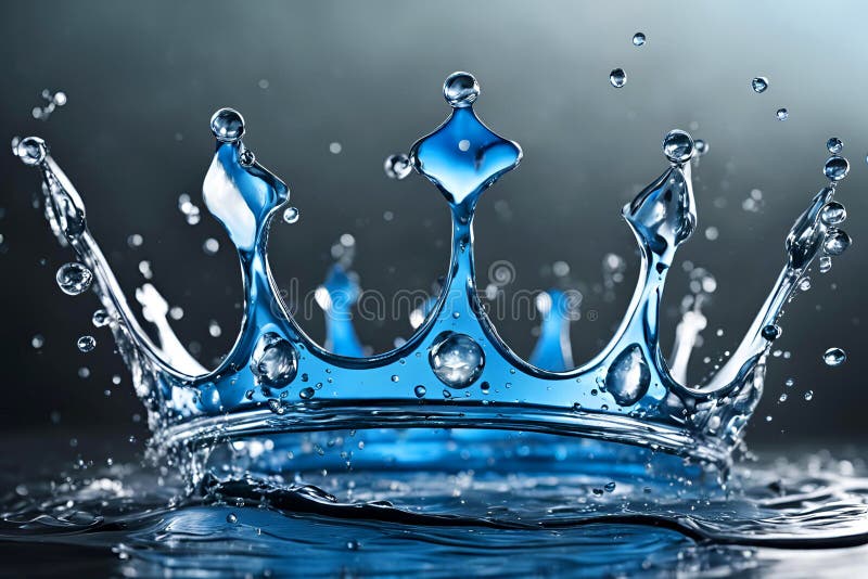 Water Splash in Crown Shape and Falling Drops. Stock Illustration ...
