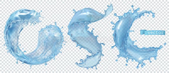 Water Splash. 3d Vector Set Stock Vector - Illustration of drop, aqua ...