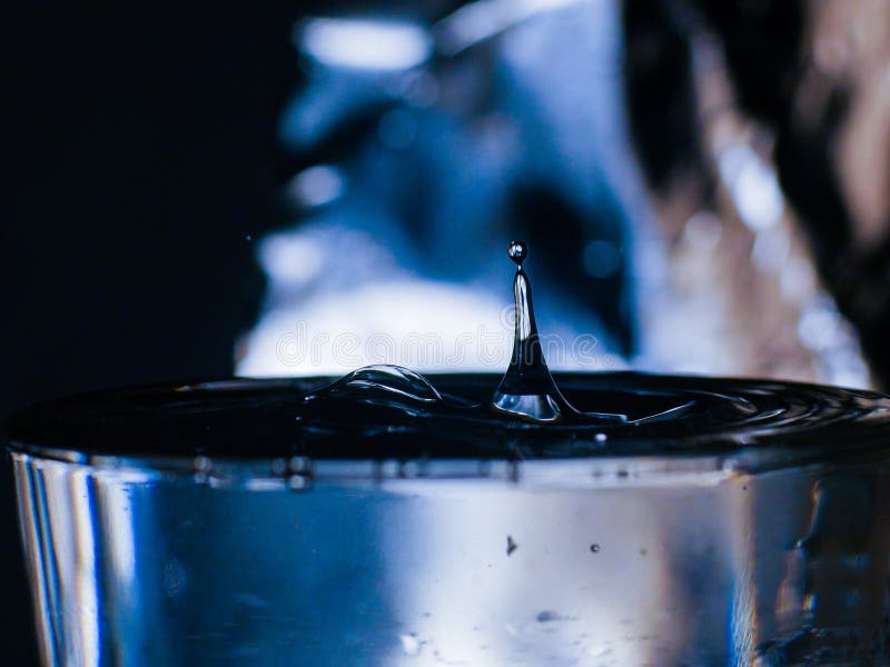 Water Splash in Dark Blue Color. Side View Stock Image - Image of ...