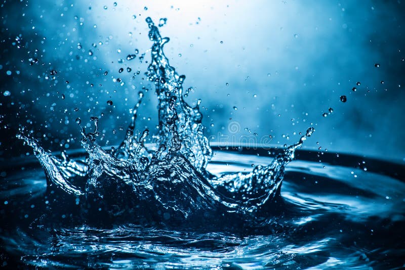 Water Splash on Dark Foggy Background. Selective Focus Stock Image ...