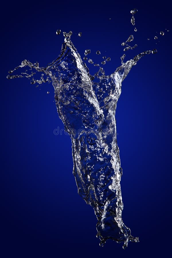 Water Splash on Deep-blue Background Stock Image - Image of flow ...