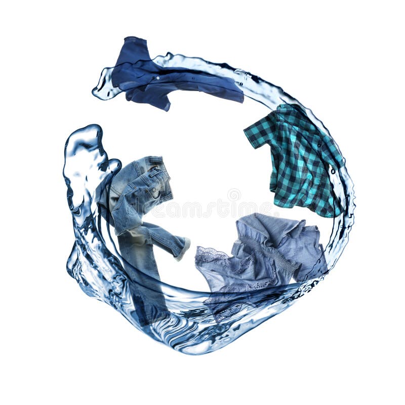 Water Splash with Different Clothes Isolated Stock Photo - Image of ...