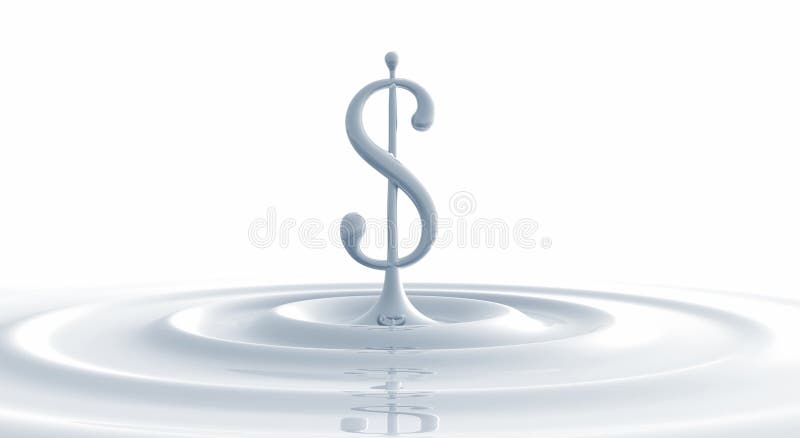 Water Splash with Dollar Sign on White Stock Illustration ...