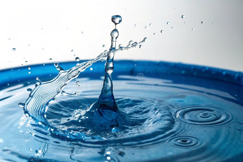 Water Splash Drop in Blue Puddle Stock Illustration - Illustration of ...