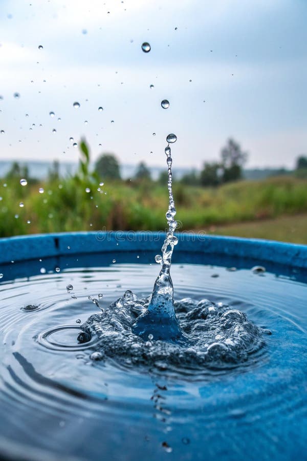 Water Splash Drop in Blue Puddle Stock Illustration - Illustration of ...